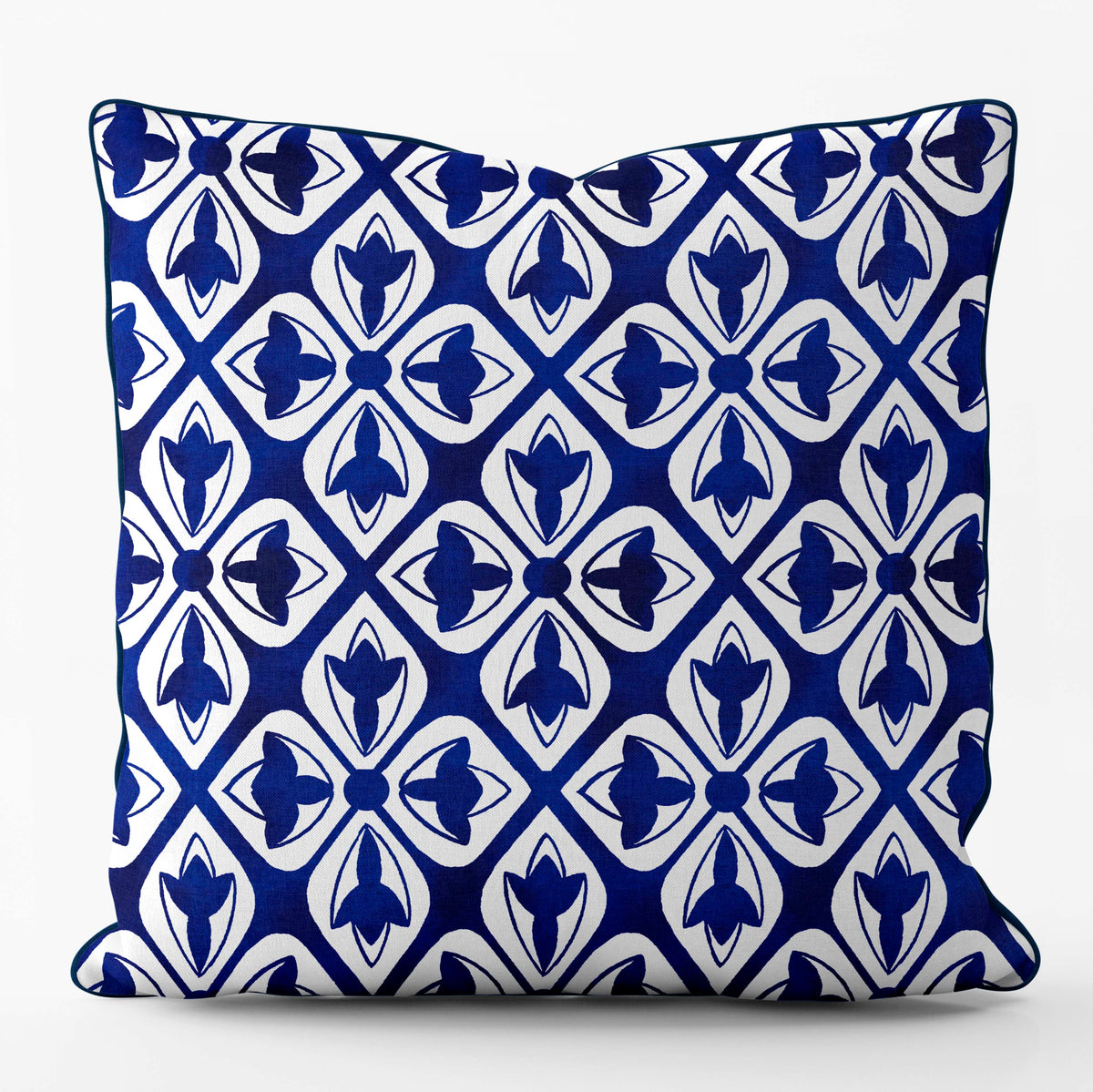 Indigo Floral Tile Cushion - Art Print Cushion – welovecushions