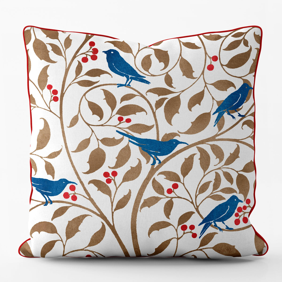 Vosey Birds Holly Tree - Art Print Cushion – welovecushions