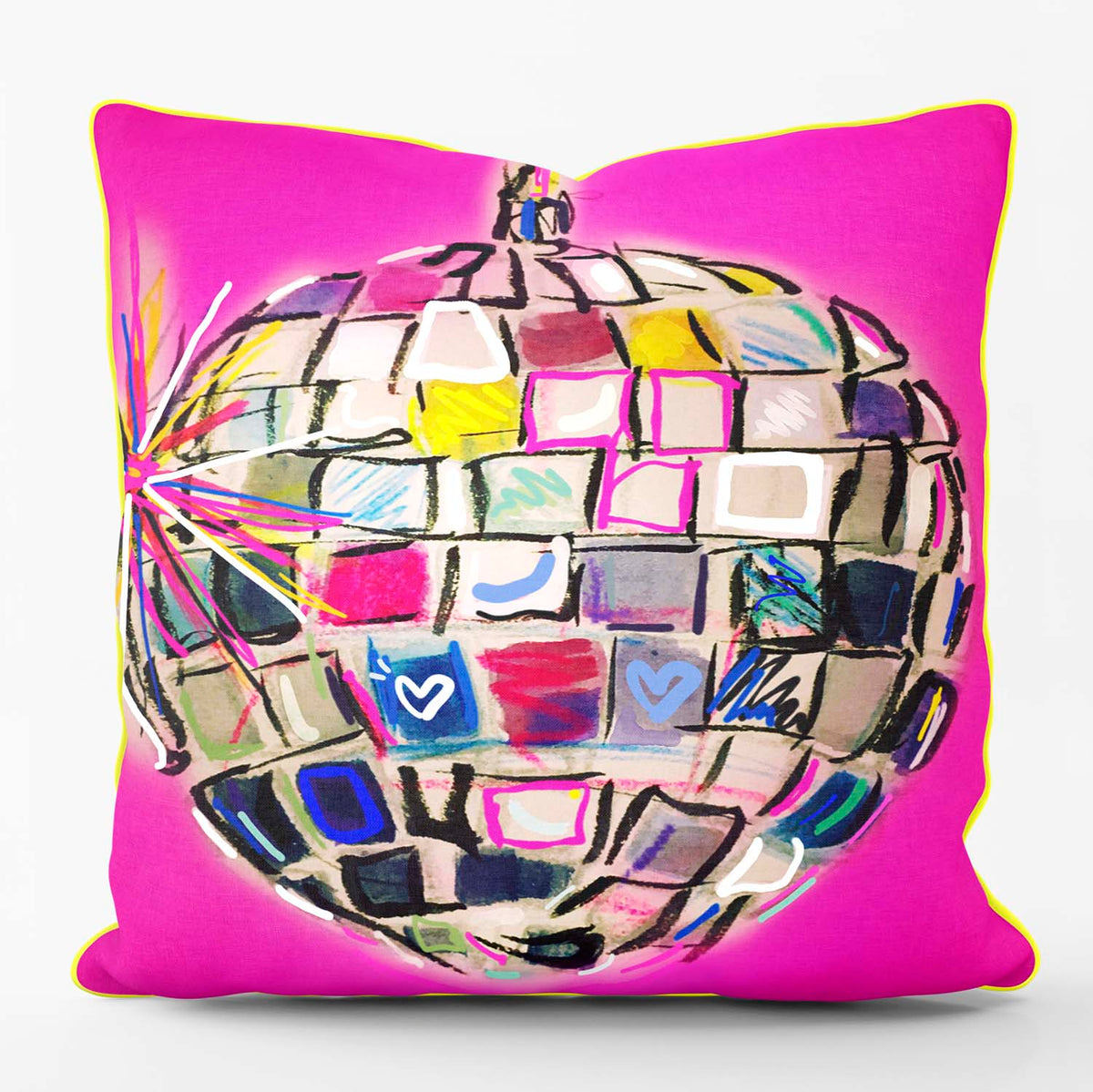 Disco Ball Collection - Hot Pink - Sarah Thornton Cushion – welovecushions